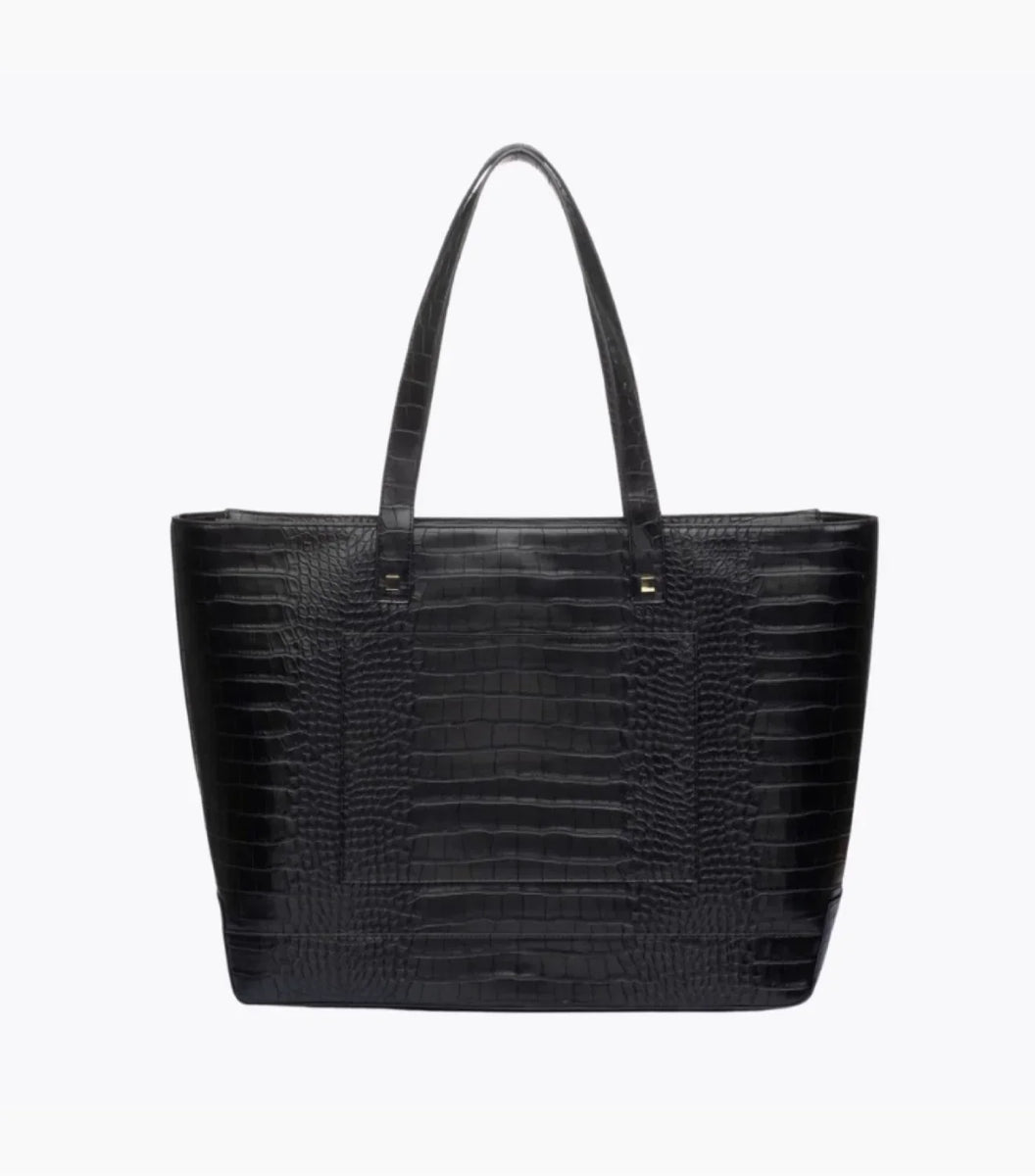 The Tote Bag - Black Croc Vegan Leather Insulated Work Bag – Modern Picnic